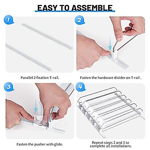 Drink Organizer for Fridge, Self-Sliding Soda Can Organizer for Refrigerator and Adjustable Width, 12oz 16oz 20oz drinks can be accommodated, up to 40+ Cans（5+3 ROWS）