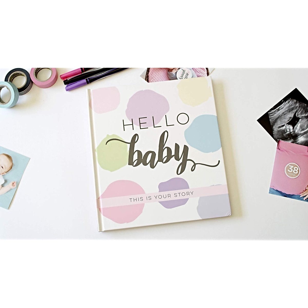 Bobee Hello Baby Memory Book, a journal scrapbook for girls milestones and memories first 5 years
