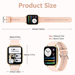 Smart Watch for Women (Make/Answer Call), Smart watches for Android and iOS phones, 1.69" Touch Screen Waterproof Fitness Tracker with Heart Rate/Blood Oxygen/Sleep Monitor Pedometer Calorie (Pink)