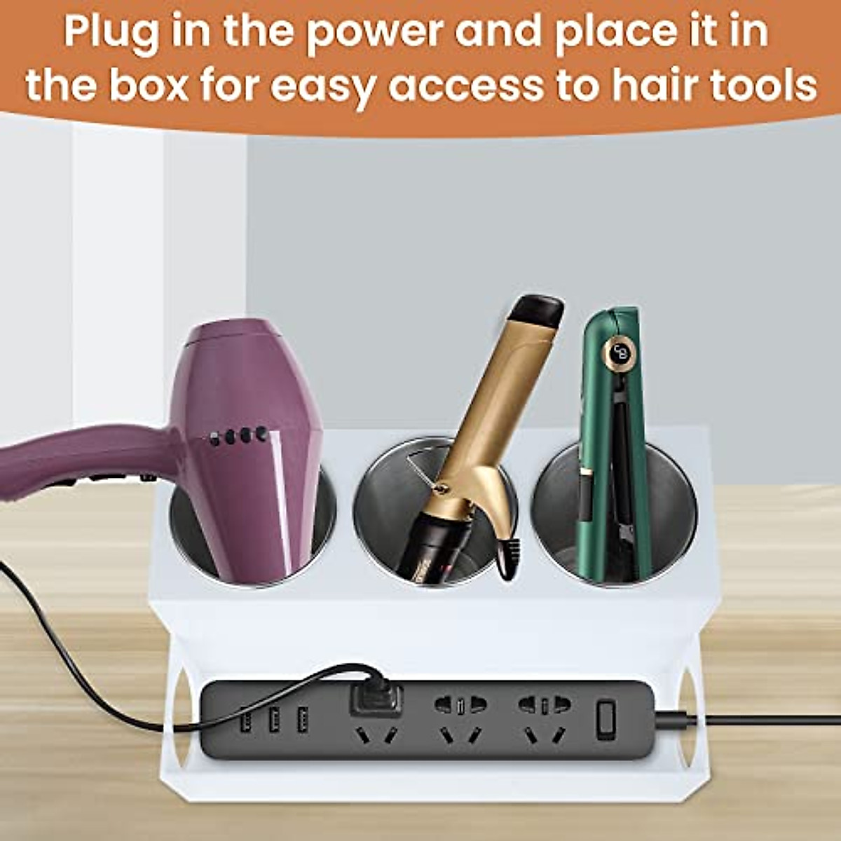 Sammery Hair Dryer Holder Countertop-Acrylic Hair Tool Organizer,Hair Styling Tools ang Accessories Organizer,Desktop Storage Box for Storing Hair Dryers, Curlers, Straighteners, Cosmetics