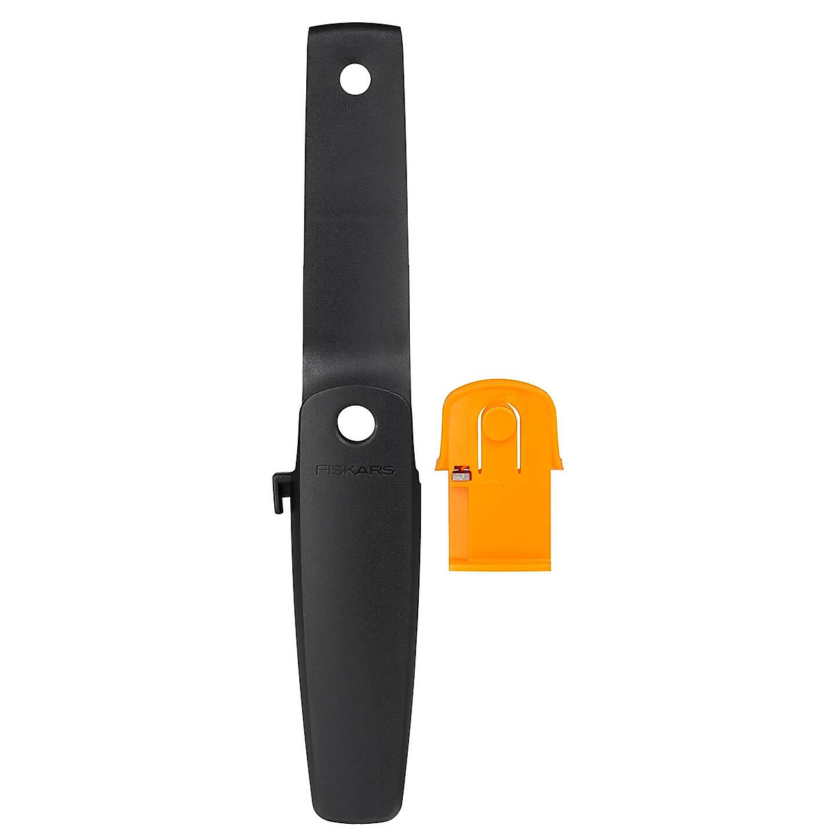 Fiskars Knife including Holster with Integrated Knife Sharpener, Total length: 21.9 cm, Black/orange/green, 1023619, Standard