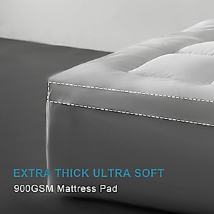 Royoliving Mattress Topper California King Size Mattress Pads Protector Extra Thick Cotton Cover Top Fluffy Soft Elastic 18" Deep Pocket Cooling Breathable (72x84 Inches)