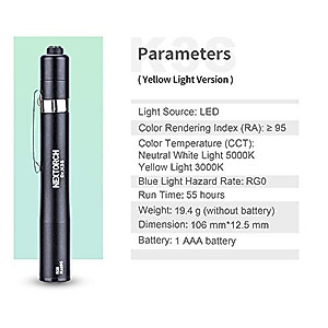 Medical LED Pen Light with Pupil Gauge for Doctor Stethoscope Healthcare Nursing School Students Light with AAA Battery (Yellow)