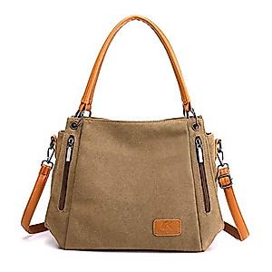 Chikencall Women Vintage Hobo Bag Causal Canvas Shoulder Bags Multi-pocket Daily Purses Shopper Satchels Christmas Tote