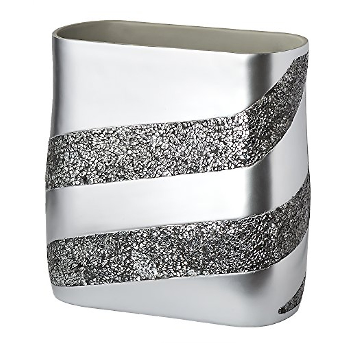 Creative Scents Silver Mosaic Bathroom Trash Can - Decorative Waste Basket for Bathroom - Durable Slim Space Friendly Small Trash Can for Bathroom, Powder Room, Bedroom, Living Room Or Office