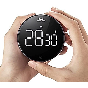 Digital Kitchen Timer LED - Magnetic Countdown Large Display Clock with Adjustable Volume - Easy for Cooking, Fitness, Classroom and Teaching for Kids & Seniors - Black