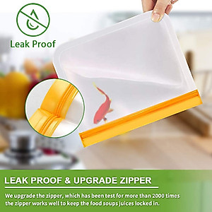 12Pack Reusable Storage Bags with Drying Rack, BPA Free PEVA Reusable Freezer Bags,Reusable Gallon Bags, Reusable Sandwich Bags, Silicone Food Bags for Women, Men and Kids