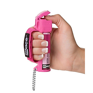 Mace Brand Police Strength OC Pepper Spray (2 Pack, Hot Pink) – 12’ Powerful Pepper Spray for Women with Adjustable Hand Strap & Keychain, Leaves UV Dye on Skin – Mace Spray Self Defense, Made in USA