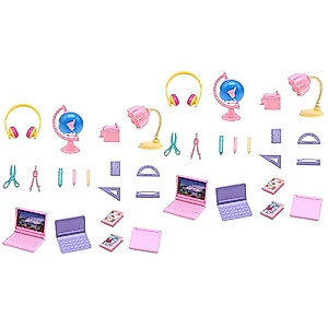 Toyvian Girl Toys 2 Sets Miniature Prop Accessories Sand Mini Girl with for Doll School Gift Supplies Landscape Scence Play Tiny Photo Stationery Notebooks Food Laptop of Stuff Model Kids Toys