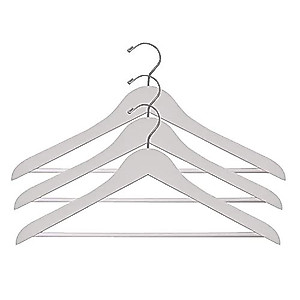 NAHANCO 8017WCH20 17" Wooden Suit Hanger, Low Gloss White Finish and Bright Chrome Hardware (Pack of 20)
