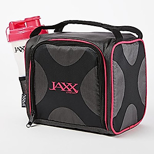 Fit & Fresh Original Jaxx FitPak Insulated Cooler Lunch Box, Meal Prep Bag with Portion Control Containers, Ice Pack, 28 oz Shaker, Standard, Pink
