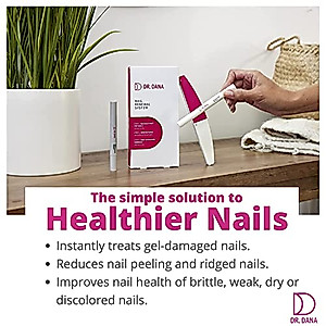 Dr. Dana Nail Repair for Damaged Nails - Nail Strengthener for Thin Nails, Nail Strengthener for Damaged Nails - Nail Products with Exfoliator, Primer Nail Buffer, and Moisturizer for Brittle Nails