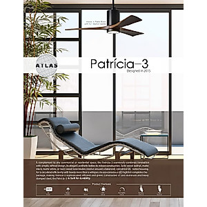 Matthews PA3-BRBR-WA-60 Patricia Indoor/Outdoor Damp Rated 60" Ceiling Fan with LED Light and Remote & Wall Control, 3 Walnut Solid Wood Blades, Brushed Brass