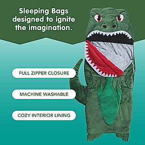 Bixbee Kids Sleeping Bag, Dinosaur Sleeping Bag for Kids 3+, 60 x 22 Inches, Soft Toddler Sleeping Bag with Carrying Handle | Machine Washable Soft Slumber Bag for Naptime, Daycare