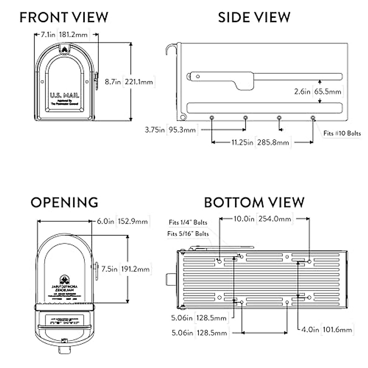 ARCHITECTURAL MAILBOXES 7600P-10 MB1 Mailbox, Medium, Pewter