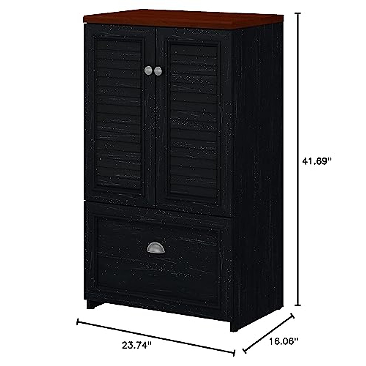 Bush Fairview 41.69-Inch H Storage Cabinet with 3 Shelves, Antique Black/Hansen Cherry (WC53980-03)