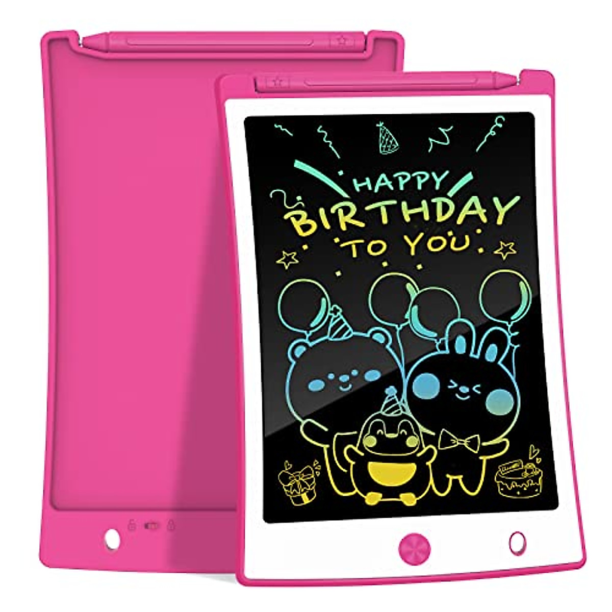 JefDiee LCD Writing Tablet Colourful Kids Drawing Writing Boards, Electronic Learning and Education Toys, Doodle Scribbler Boards Gifts for Kids and Toddlers at Home, School and Kindergarten (Pink)