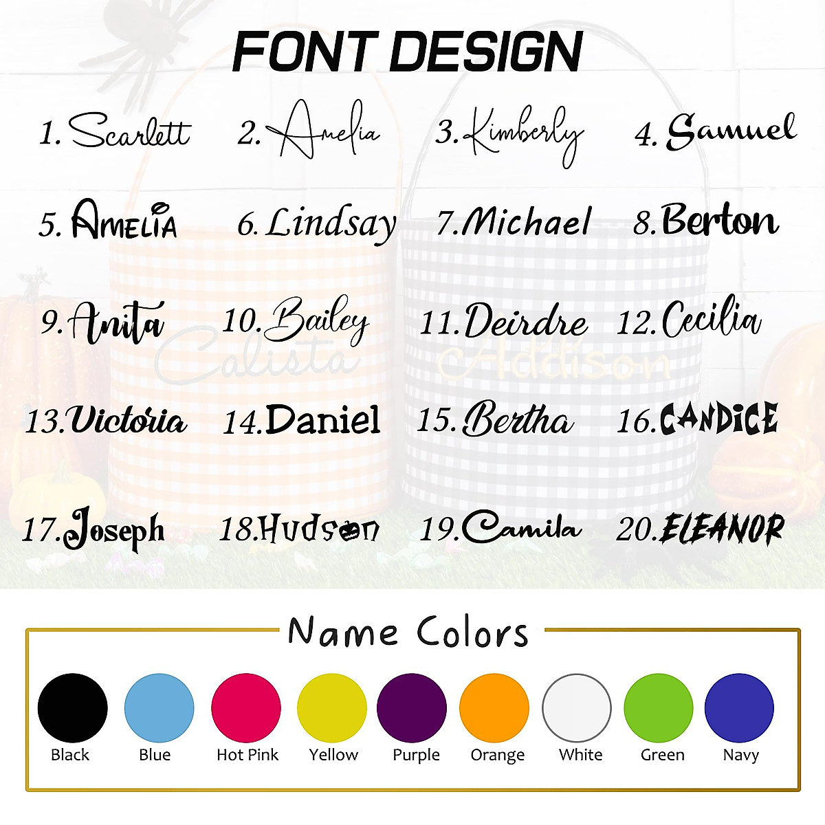 Fasinheaco Personalized Halloween Basket - Monogrammed with Name,Pumpkin,Custom Trick or Treat Bucket,Halloween Gifts Basket,Candy Bags for Halloween Party Favor