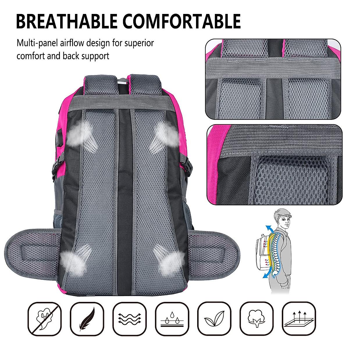 WEREWOLVES 40L Hiking Backpack, Outdoor Travel Camping Sport Lightweight Daypack for Women Men