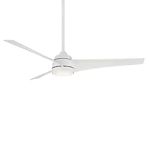 WAC Smart Fans Sonoma Indoor and Outdoor 3-Blade Ceiling Fan 56in Matte White with 3000K LED Light Kit and Remote Control works with Alexa and iOS or Android App