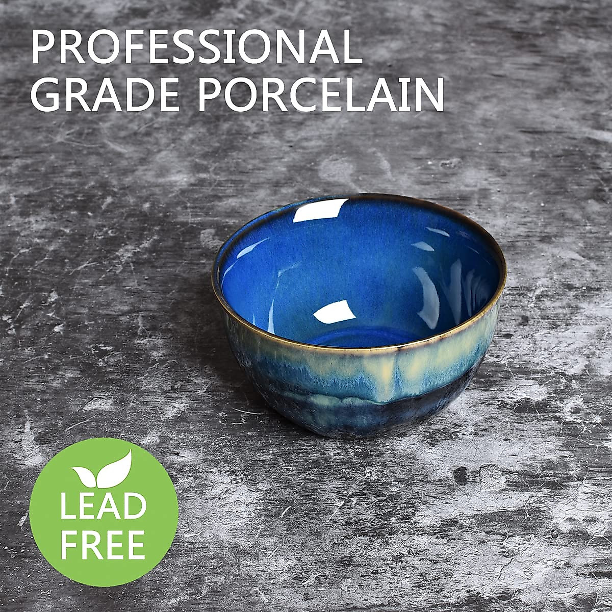 Bosmarlin Stoneware Cereal Bowls Set of 4, 26 Oz, Blue Soup Bowls for Oatmeal, Salad, Dishwasher and Microwave Safe, Reactive Glaze (26 Oz, Deep Blue)