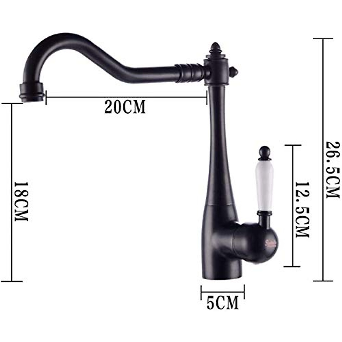 Bathtub Faucet Nostalgia Kitchen Mixer Sink Faucet Country House,Single Lever Mixer Water Tap with Ceramic Brass Handles,360 ° Swivel Ceramic Handles