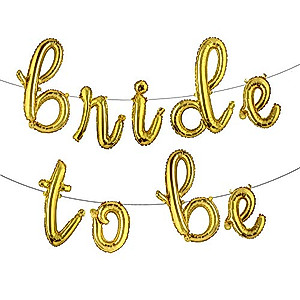 16 inch Lowercase Bride to be Letter Foil Balloon Wedding Bridal Shower Engagement Hen Party Decor Bachelorette Party Supplies (L Bride to be Gold)