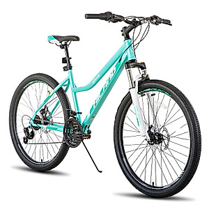 HH HILAND 26 Inch Womens Mountain Bike, with Step-Through Frame, 21 Speeds, Suspension Fork MTB, Bicycle for Women Men Adult Green