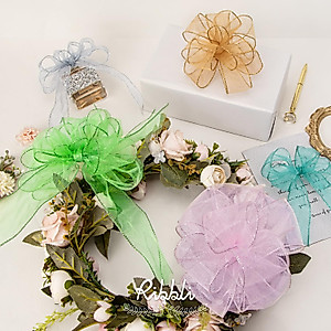 Ribbli Gold Organza Wired Ribbon, Old Gold Sheer Ribbon with Metallic Edge,2-1/2 Inch x 20 Yards Christmas Tree Ribbon for Decoration, Wired Ribbon for Large Gift Wrapping,Wedding Decoration.