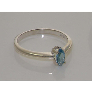 925 Sterling Silver Real Genuine Blue Topaz Womens Statement Ring - Size 11