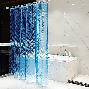 LQFMEHOT EVA Blue Shower Curtain Liner,3D Water Cube 5G Shower Liners with 12 Rustproof Metal Grommets and Weighted Magnets, Waterproof Duty Shower Curtains for Shower Bathroom 72 x 72