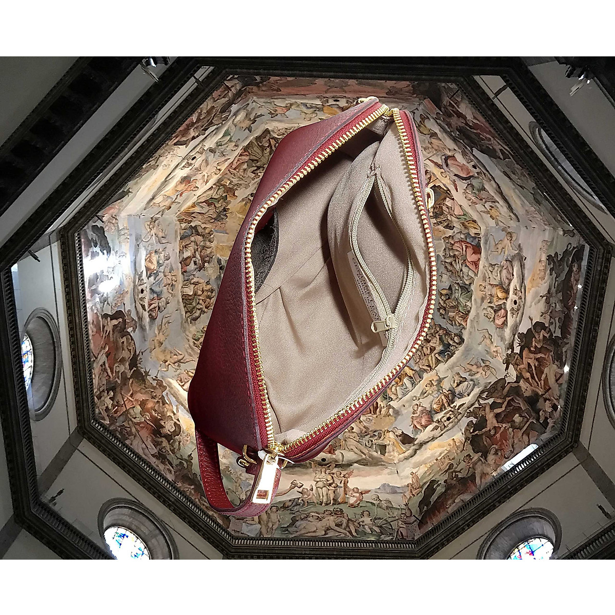 PRIMO SACCHI Ladies Italian Textured Metallic Silver Leather Small Triangular Shoulder Crossbody Bag