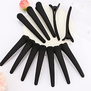 YISSION 12 PCS Hair Clips for Styling Sectioning, 3.1 Inch Matte Alligator No Crease Duck Billed Hair Clips, Hair Barrettes and Styling Accessories for Women Girls Black