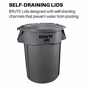 Rubbermaid Commercial Products BRUTE Trash Can Dome Lid, Gray, 32-Gallon, Compatible with the Rubbermaid Heavy Duty 32 Gallon Garbage Bins