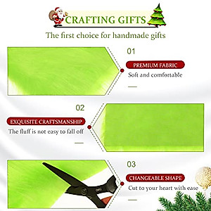 6 Pieces Green Faux Fur Fabric Squares Christmas Shaggy Soft Faux Fur Squares Fluffy Fabric for DIY Crafts Sewing Costume Camera Floor Decorations Props Winter, 9.84 x 9.84 Inch