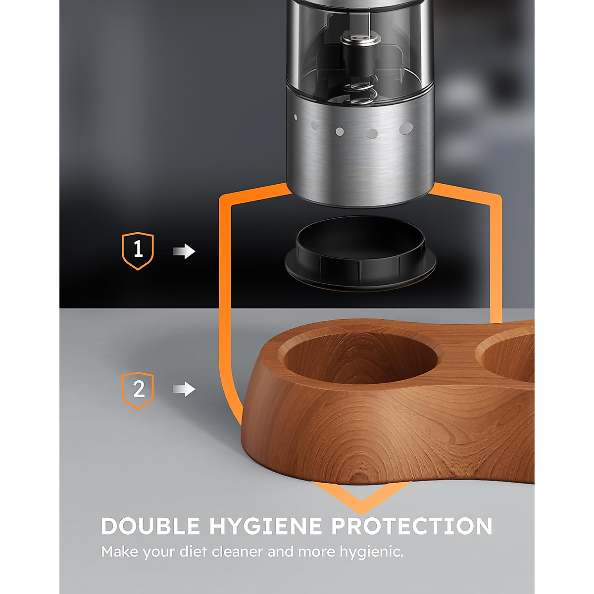 FORLIM Mini Electric Salt and Pepper Grinder Set with Wood Base, USB Rechargeable, Small Automatic Salt Pepper Mill Grinder, Travel/Outdoor BBQ/Children, One-Button Control (2 Packs, Stainless Steel)