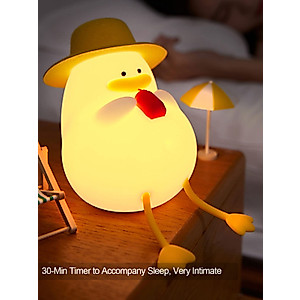 anmones Night Light for Kids - Happy Duck Premium Silicone Lamp, Cute and Dimmable Nightlight for Soothing Bedtime Ambience, 𝑴𝒖𝒍𝒕𝒊𝒑𝒍𝒆 𝑵𝒊𝒈𝒉𝒕𝒍𝒊𝒈𝒉𝒕𝒔 White XR-MM-L22067