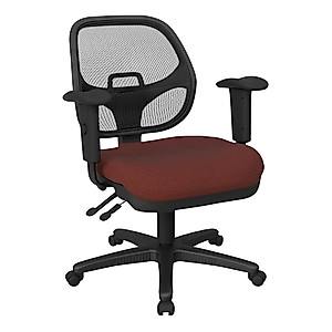 Office Star ProGrid Back Ergonomic Adjustable Office Task Chair with Built-in Lumbar Support and Padded Arms, Interlink Flint