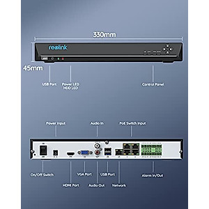 REOLINK 36 Channel Network Video Recorder for Security Camera System, Work with 12MP/4K/5MP/4MP HD Reolink IP Cameras NVR, Integrated O/I Alarm System, 3 HDD Bays, No HDD Included, RLN36