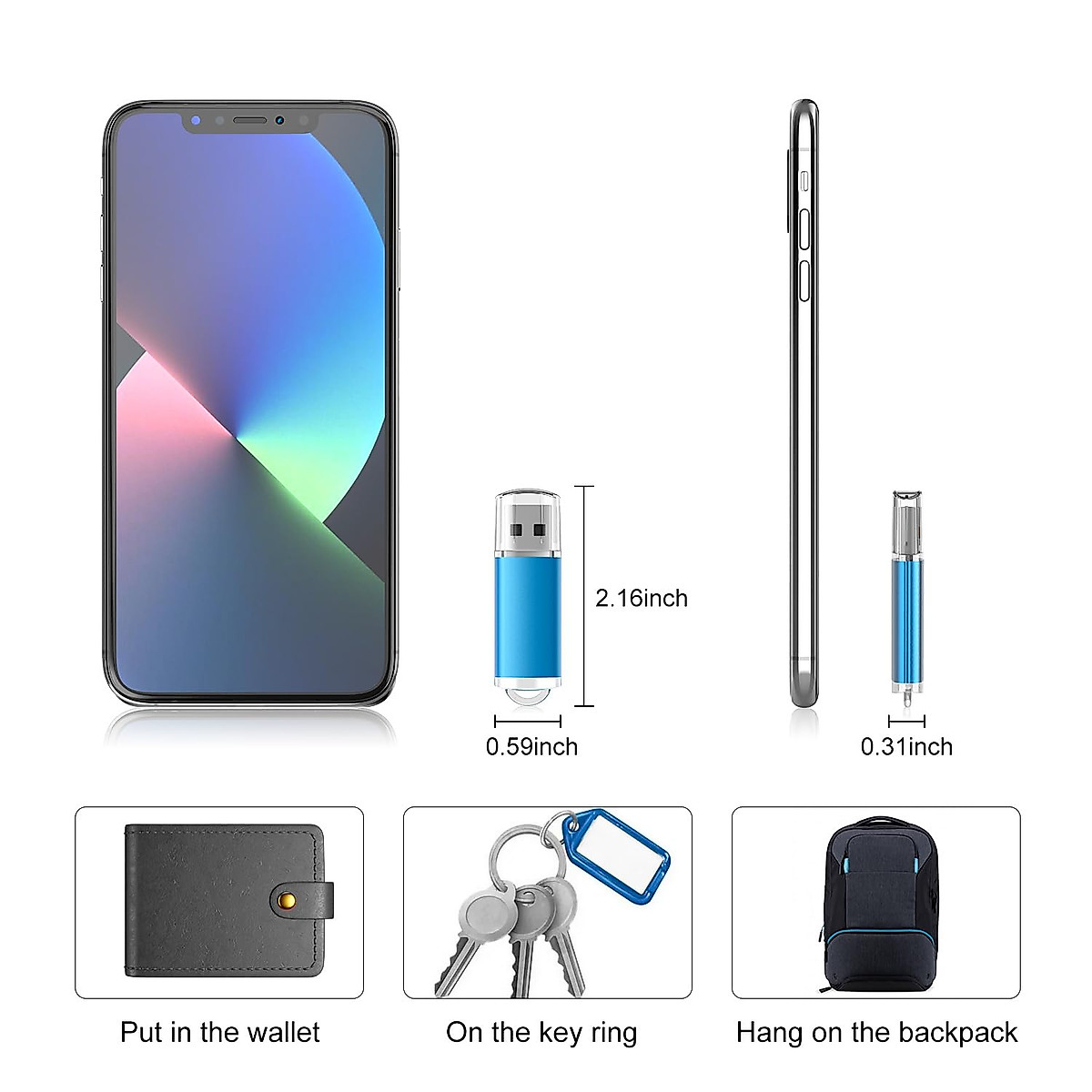 RAOYI 10 Pack 1GB 1G USB Flash Drive USB 2.0 Memory Stick Bulk Thumb Drive Pen Drive Blue