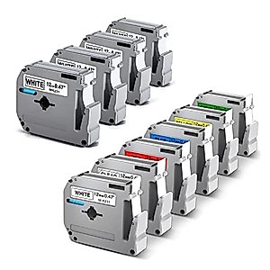 Labelife Compatible Label Tape Replace for Brother P Touch M-K231 M Tape White 12mm 1/2 0.47 M231 MK231 M-231 Bundle with M Tapes Colorful for Brother PTouch PT-M95 PT-70 PT-65 PT-45, Total 10 Pack