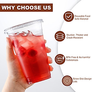AOZITA 120 Sets - 16 oz Clear Plastic Cups with Lids, Disposable Cups With Straw Slot Lids for Cold Drinks, Milkshake, Smoothie, Iced Coffee and TO-GO Drinkings