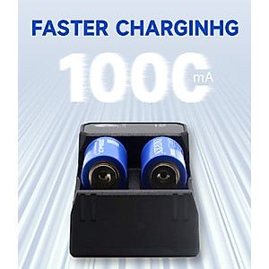 IMREN IMR 18350 3.7V Button Top Rechargeable Batteries with 18350 Battery Charger,18350 15A Discharge Rechargeable Li-ion Battery 800mAh for Flashlight - 4PCS