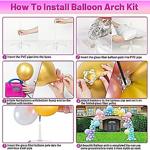 Balloon Arch Kit and Pump, 9Ft Tall & 10Ft Wide Adjustable Balloon Arch Holder Stand with Base, Iron Pipe, Water bag, Balloon Clips, Knotter for Wedding Graduation Birthday Party Supplies Decoration