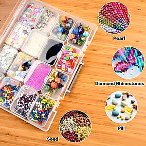Diamond Painting Storage Containers, Diamonds Art Accessories Kit Tools Case for 5D Art Embroidery, 16 Jewelry Bead Organizer Storage Jars for DIY Gem, Nail Craft & Glitter Rhinestones-Box Only