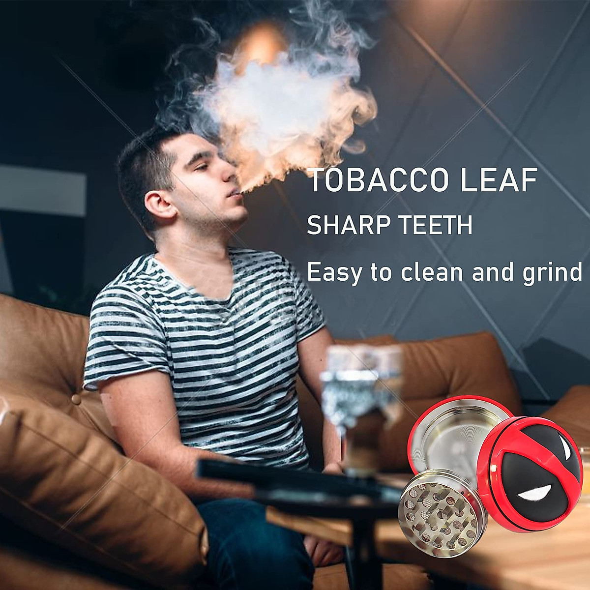 Grinder - 2.2 Inch Red Hand Grinder, Kitchen Spice Grinder for Coffee Beans, Nuts, Spices, Tobacco and Other Ingredients, Convenient and Easy to Clean (1 Pack)