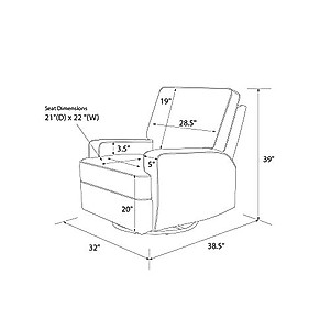 Baby Relax Rylan Swivel Glider Chair, Coil Seating, Dark Blue Recliner