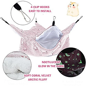 Guinea Pig Hanging Tunnel Hammocks - HOMEYA 2 PCS Luminous Small Animal Pet Hideout Bunkbed Cage Cave Toys for Hamster Squirrel Ferret Hedgehog Chinchilla - Cage Accessories