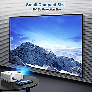 Laptop WiFi Projector Computer Portable Projector 1080P 7500L Video Movie Outdoor Home Cinema HDMI Multimedia 120" Keystone Correction Compatible with Smartphone EXCEL PPT iOS Android （White）