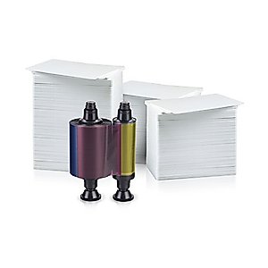 AlphaCard Evolis 300 Print YMCKO Ribbon for Primacy & Elypso (R5F008AAA) and 300 Premium Blank PVC Cards Bundle